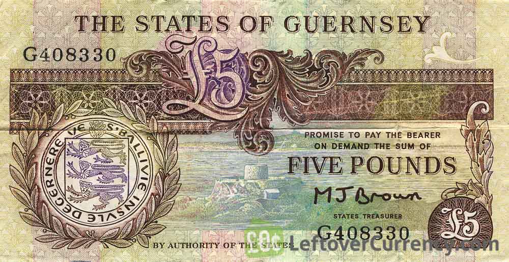 5 Guernsey Pounds (Thomas De La Rue) - Exchange yours for cash