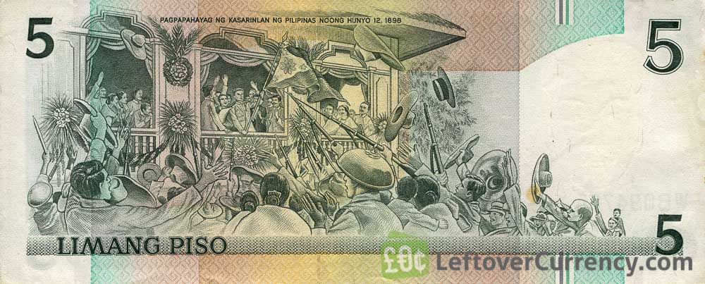 5 Philippine Peso (Emilio Aguinaldo) - Exchange yours for cash