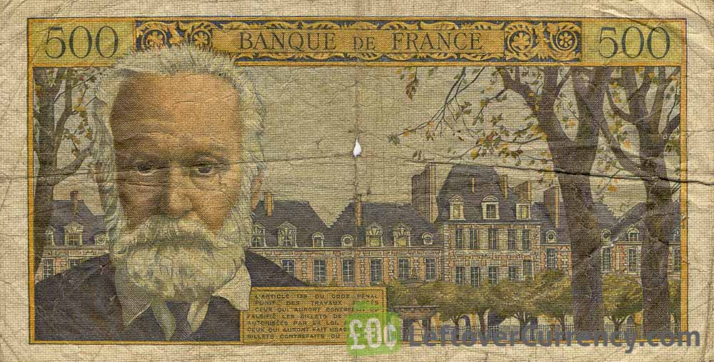 500 French Francs (Victor Hugo) - Exchange yours for cash today