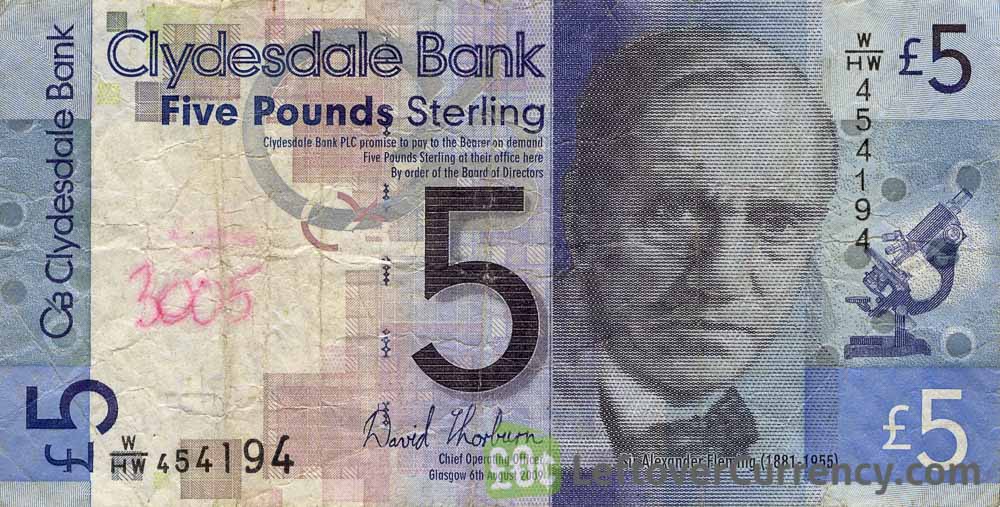 Clydesdale Bank 5 Pounds banknote - Exchange yours for cash today