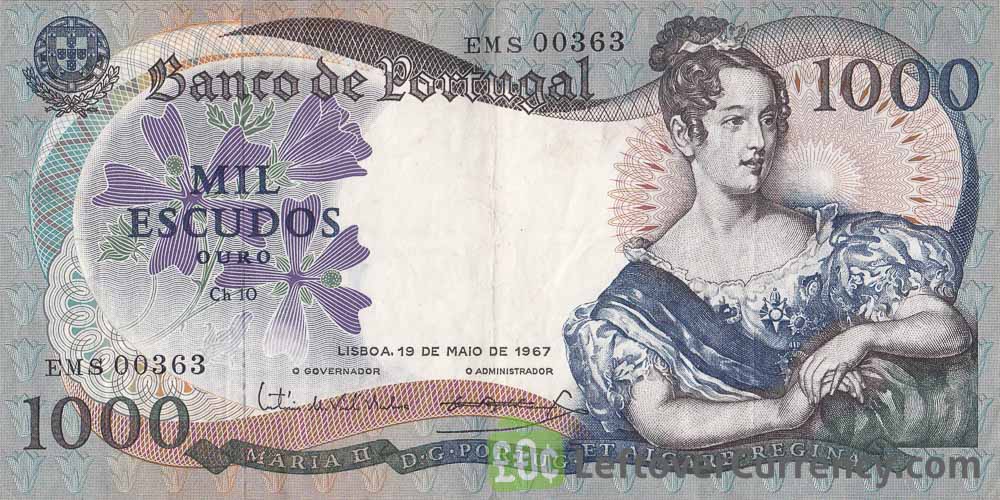 1000 Portuguese Escudos banknote (Maria II) - Exchange yours for cash