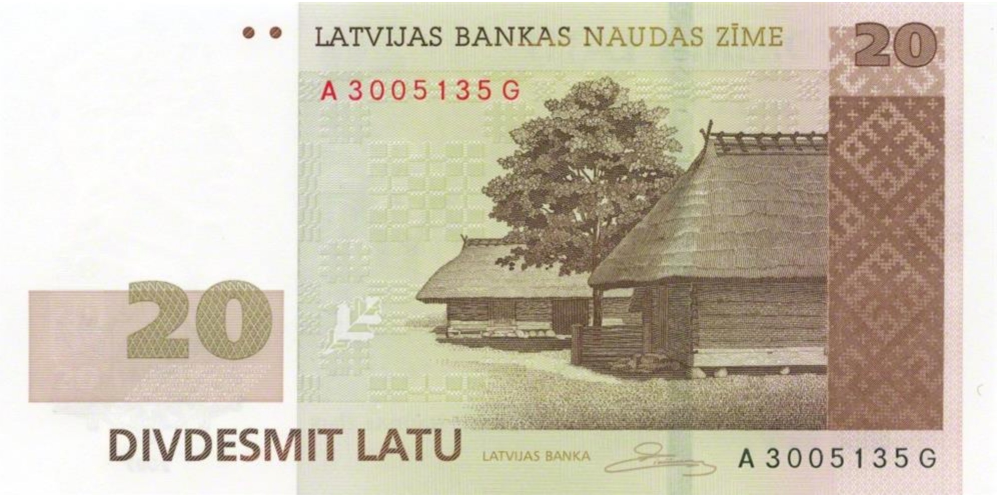 20 Latvian Latu banknote - Exchange yours for cash today