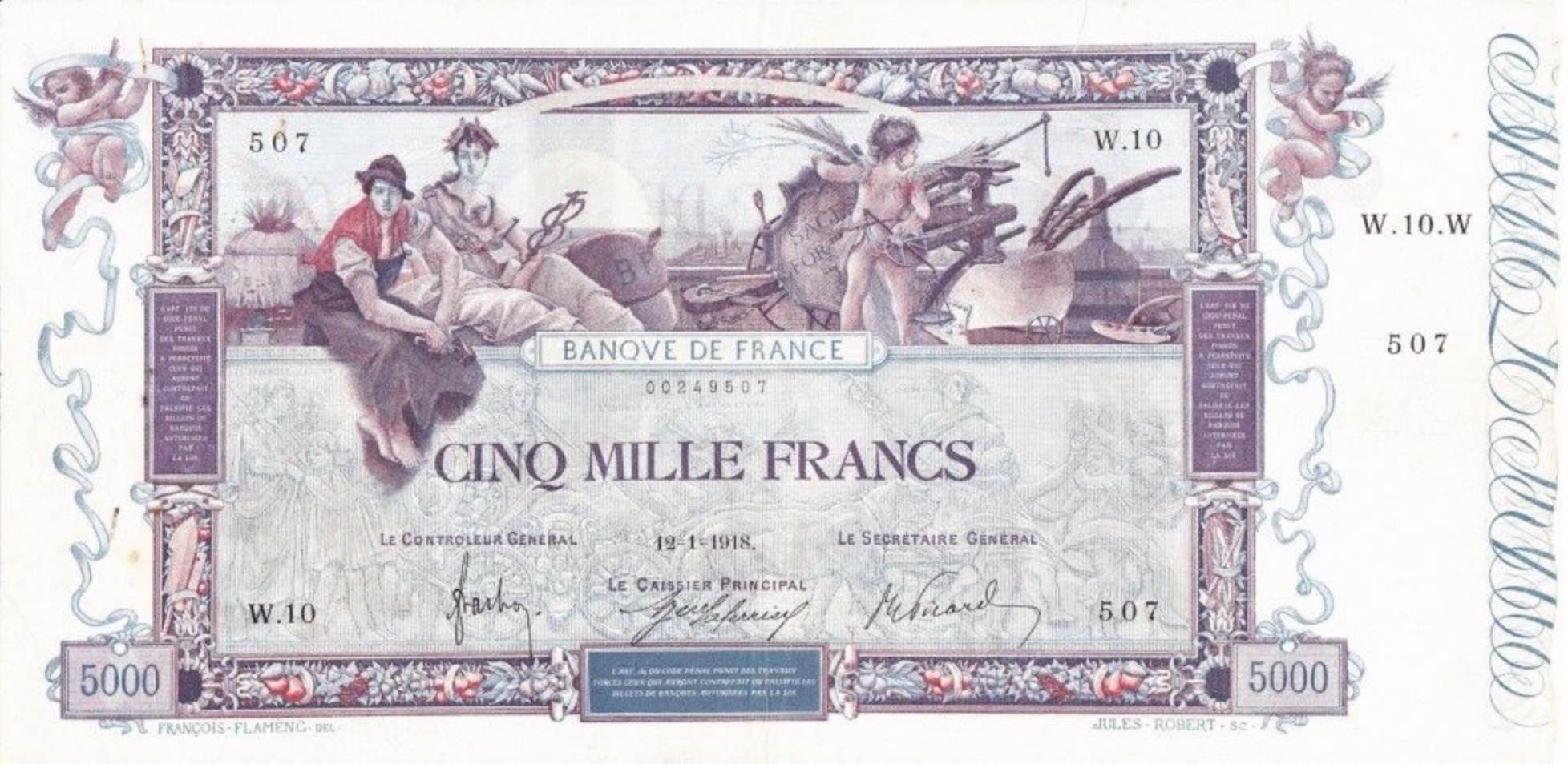 5000 French Francs banknote (Flameng) - Exchange yours for cash today