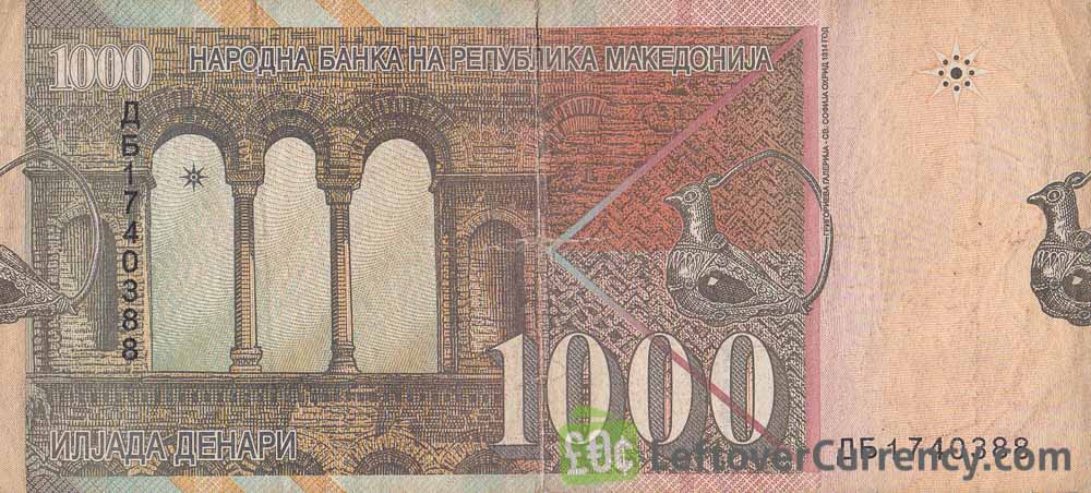 1000 Macedonian Denari banknote - Exchange yours for cash today