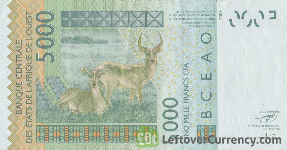 5000 francs banknote West African CFA - Exchange yours for cash today