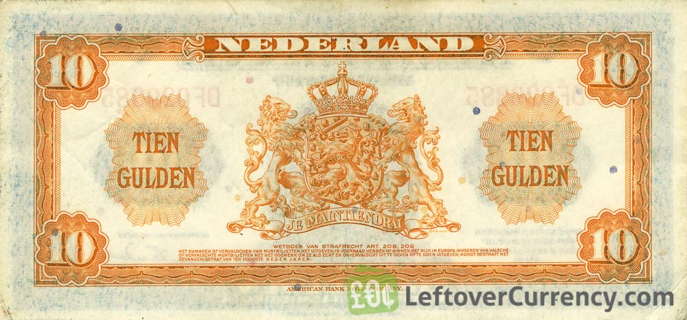 10 Dutch Guilders banknote (Muntbiljet 1943) - Exchange yours today