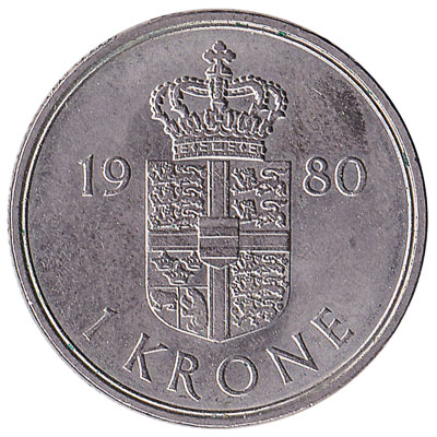 1 Danish Krone coin Margrethe II - Exchange yours for cash today