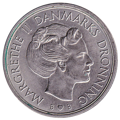 1 Danish Krone coin Margrethe II - Exchange yours for cash today