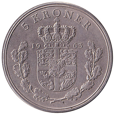 5 Danish Kroner coin Frederik IX - Exchange yours for cash today