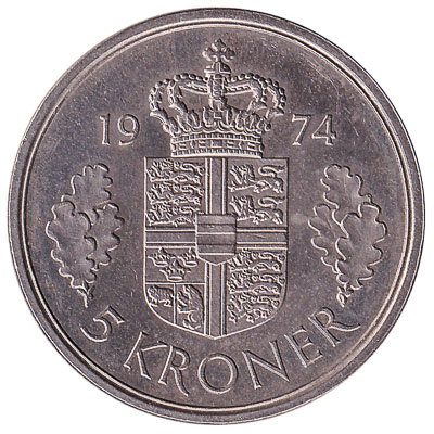 5 Danish Kroner coin Margrethe II - Exchange yours for cash today
