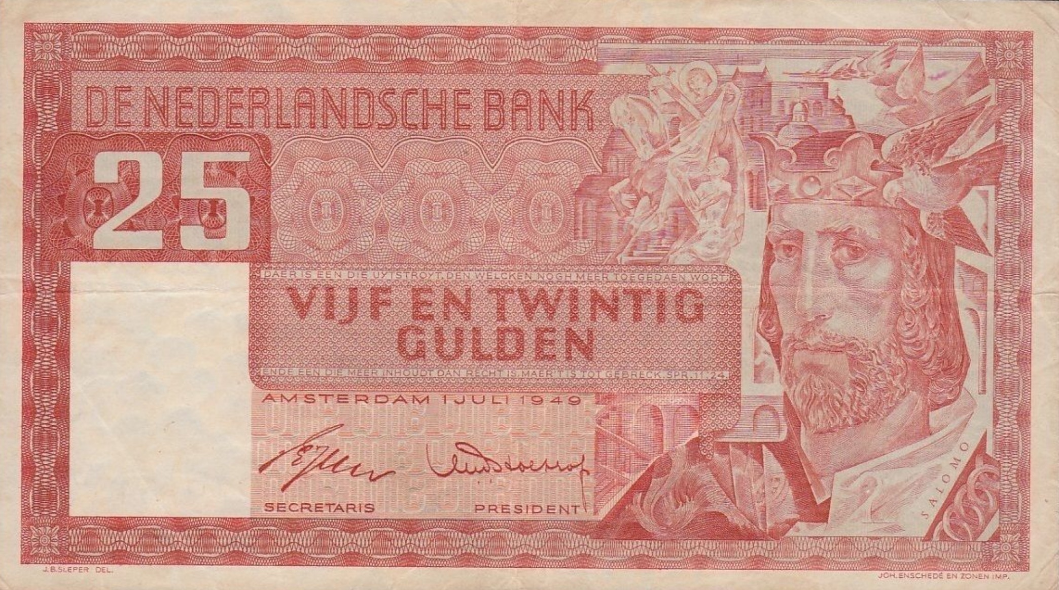 25 Dutch Guilders banknote (Salomo) - Exchange yours for cash today