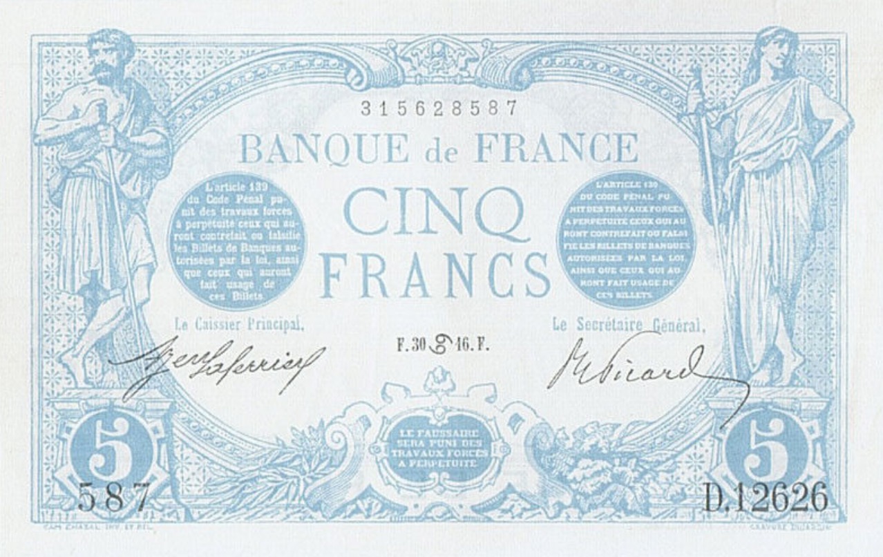 5 French Francs banknote (Bleu) - Exchange yours for cash today