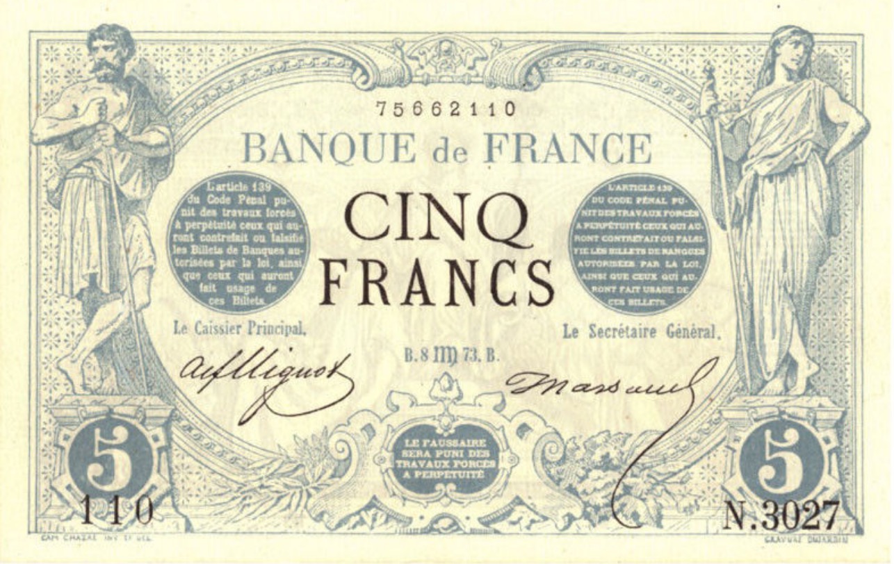 5 French Francs banknote (Noir) - Exchange yours for cash today