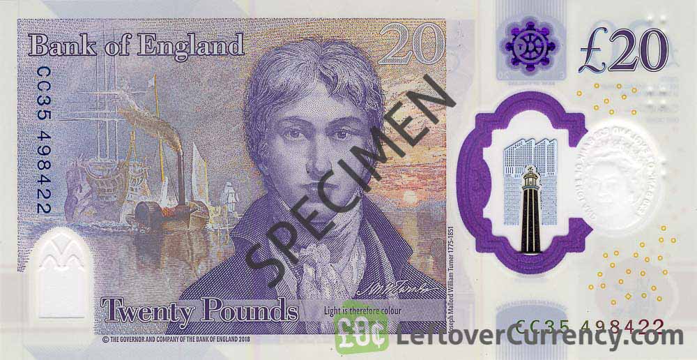 Bank of England £20 polymer banknote (JMW Turner) - Exchange for cash